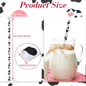 25 Pcs Cow Party Supplies Straws Farm Birthday Party Supplies Paper Straws Cow Print Drinking Black and White Straws for Kids Birthday Farm Theme Party Baby Bridal Shower Decorations