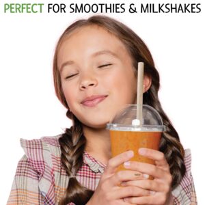 Friendly Straw 150 Pack Biodegradable Jumbo Smoothie and Milkshake Straws, 7.75" x .4" Extra Wide Disposable Kraft Paper Straws Bulk Pack