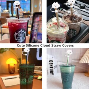 pasezenn 6Pcs Cute Cloud Straw Covers Cap Reusable Straw Toppers Dust-Proof Straw Tips Cover for 1/4inch(6-8mm) Straws