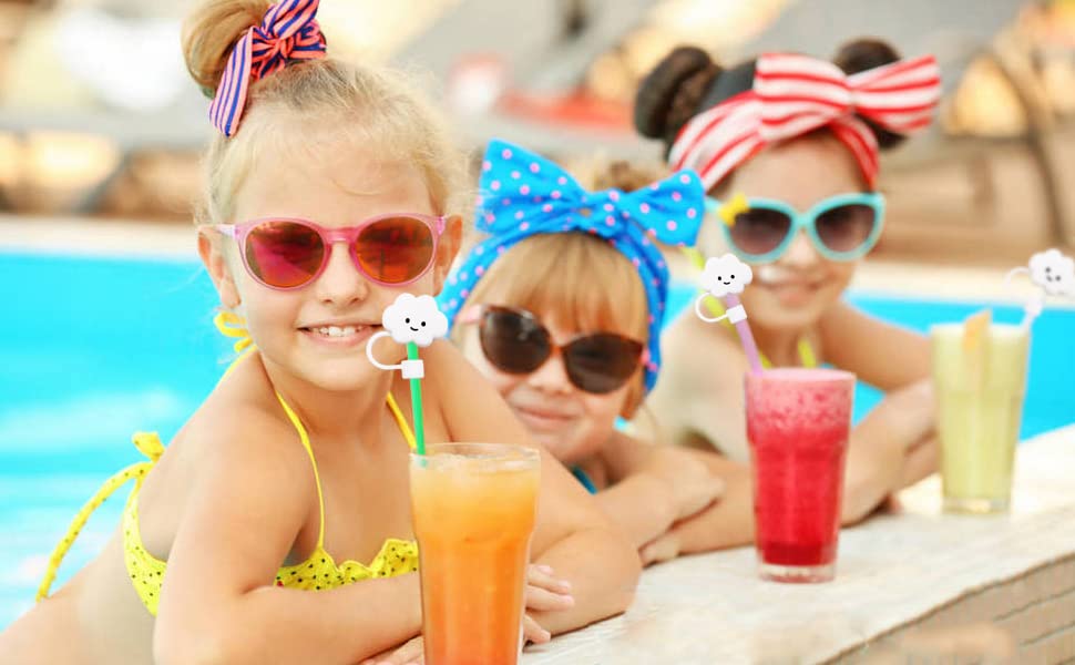 pasezenn 6Pcs Cute Cloud Straw Covers Cap Reusable Straw Toppers Dust-Proof Straw Tips Cover for 1/4inch(6-8mm) Straws