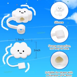 pasezenn 6Pcs Cute Cloud Straw Covers Cap Reusable Straw Toppers Dust-Proof Straw Tips Cover for 1/4inch(6-8mm) Straws