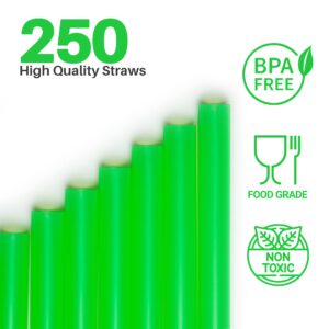 vaoruteng 10 Inch Drinking Straws (10 Inch x 0.28 Inch) (250, Green)