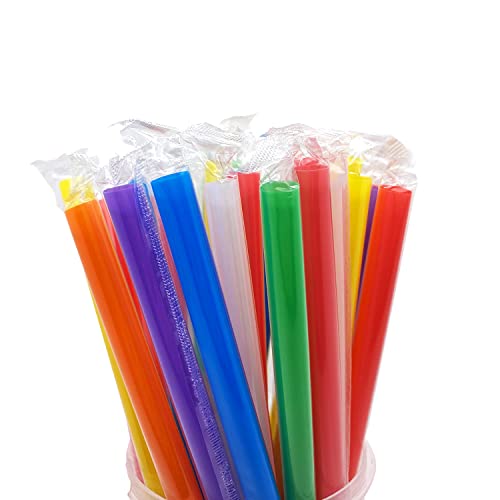 KoberrLi Straws Disposable Boba Jumbo Smoothie Milkshake 100Pcs Wide Straws for Boba Tea Shake Drinking(9.45" Tall, 0.43" Diameter)