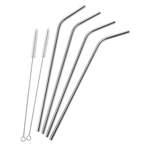 4 extra long stainless steel straws for 30 oz tumbler + 2 cleaning brushes