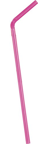 Disposable Hot Pink Plastic Flex Straws - 11.5", 50 Count - Perfect for Parties & Everyday Use