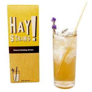 hay! straws tall drinking straw | 100ct | 7.75" | 100% biodegradable, 100% plant-based, never soggy, gluten-free | sustainable alternative to plastic & bioplastic straws