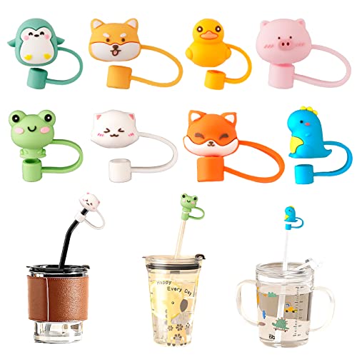 VERSAINSECT rs Cap, Silicone Reusable Straw Covers, Anti-dust Silicone Straw Cover, Cute Cartoon Straw Tips Cover for 6-8 mm Straws (Not include Straw)