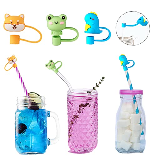 VERSAINSECT rs Cap, Silicone Reusable Straw Covers, Anti-dust Silicone Straw Cover, Cute Cartoon Straw Tips Cover for 6-8 mm Straws (Not include Straw)