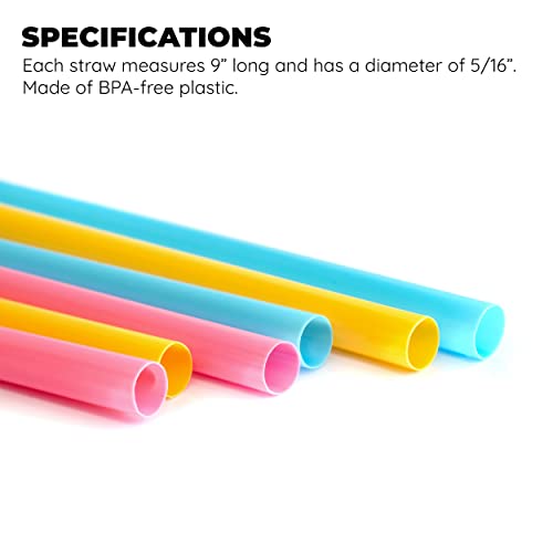 Jacent Jumbo Smoothie Straws: 36 Count per Pack, Disposable Big Plastic Drinking Straws for Milkshakes, Drinks, Smoothies