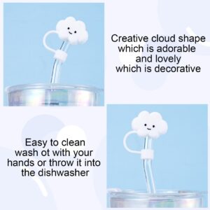 HINZIC 6Pcs Silicone Straw Cover Cap Reusable Cloud Cartoon Pattern Drinking Straw Cap Plugs Tip Cute Set Straws Plug for 8mm(0.31 Inch) Cup Straw Travel Home Outdoor