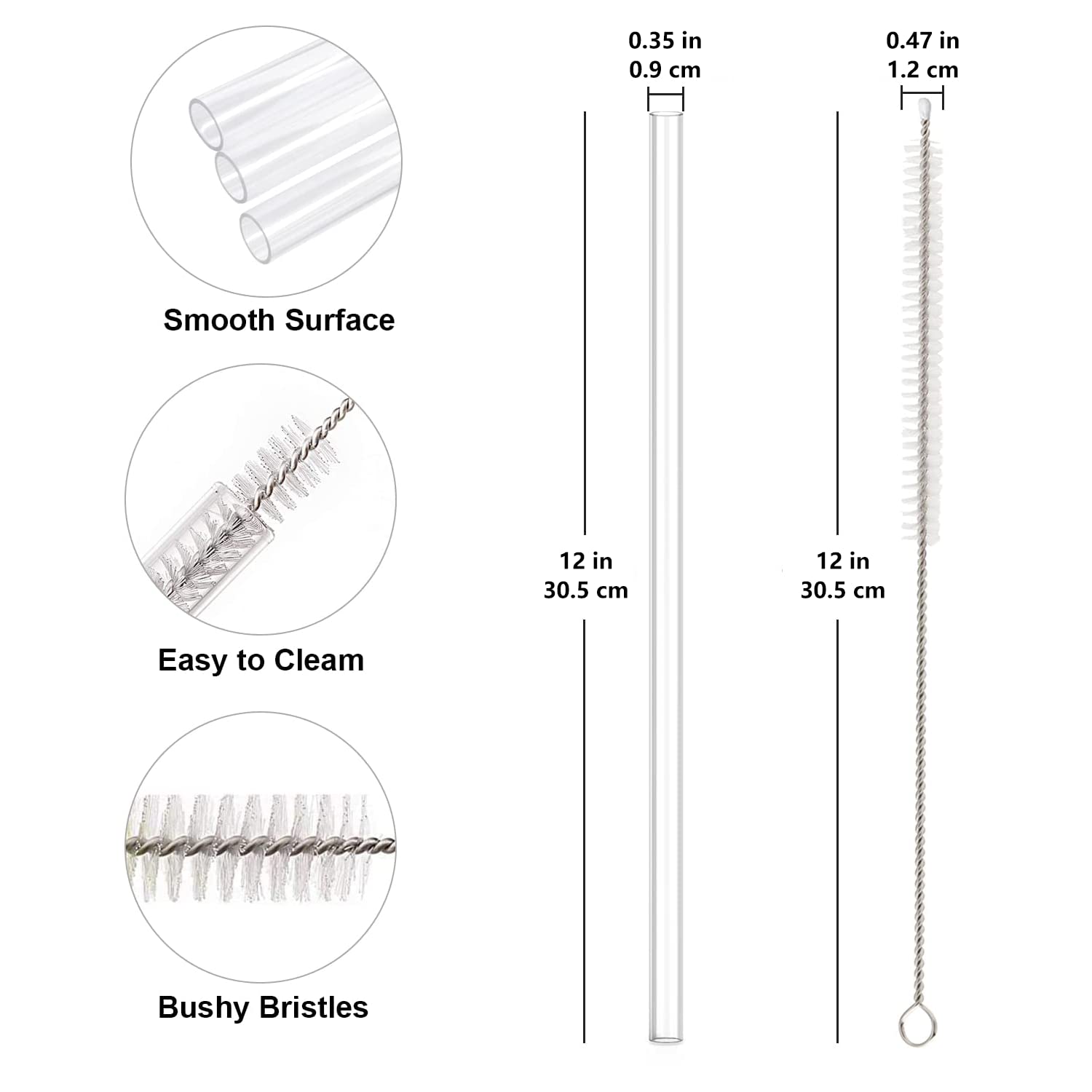 Reusable Straws for Stanley Cup Accessories - 6Pack Clear Drinking Plastic Straw for Stanley Tumbler With Handle Quencher 30 40 oz Long Smoothie Straw for Stanley Adventure Straw Brush Replacement Kit