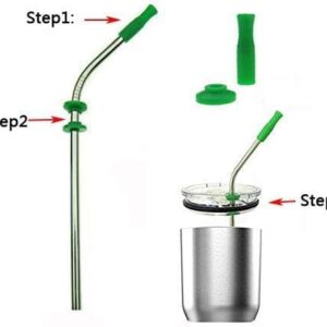 10pcs Reusable Metal Stainless Steel Straws 10.5'' with Silicone Tips & Buckle drinking straw for 20-40 Oz RamblersTumblers Rumblers Cold Beverage, Ultra Long(10.5 inch)