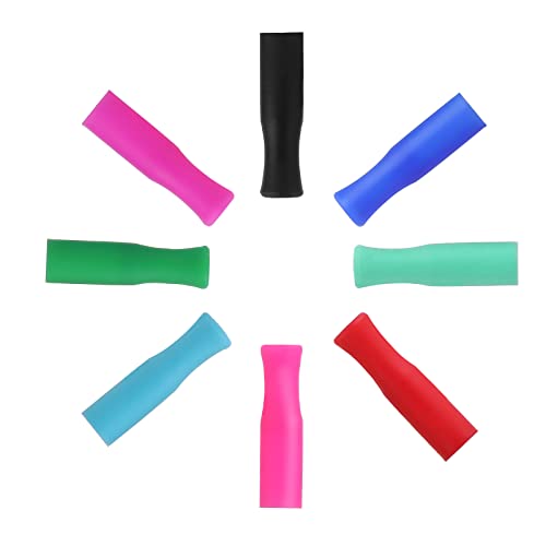 22 PCS Reusable Silicone Straw Tips, Multi Colored Food Grade Straws Tips Covers, Reusable Metal Straws Covers 1/4 Inch Wide(6MM Outer Diameter)