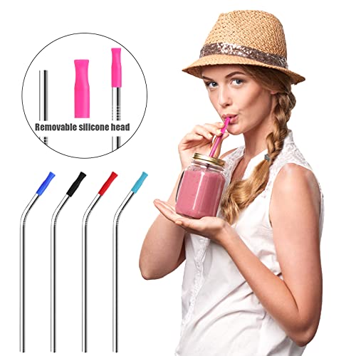 22 PCS Reusable Silicone Straw Tips, Multi Colored Food Grade Straws Tips Covers, Reusable Metal Straws Covers 1/4 Inch Wide(6MM Outer Diameter)