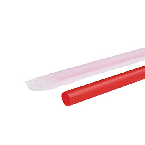 Karat C9125 (Red) 10.25" Giant Straws (8mm Diameter), Paper-Wrapped, Solid Red (Case of 1200)