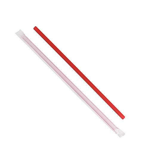 Karat C9125 (Red) 10.25" Giant Straws (8mm Diameter), Paper-Wrapped, Solid Red (Case of 1200)