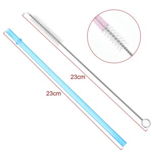 25 Pieces Reusable Glitter Clear Plastic Straws Rainbow Colored Drinking Straws 9 Inches Long Hard Tumbler Replacement Straws with Cleaning Brush Straws Cleaner