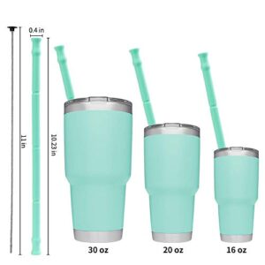 Vantic Collapsible Reusable Silicone Straws - 4Packs Portable Folding Drinking Straw BPA Free with Travel Case & Cleaning Brush for 16 or 20 or 30 oz Tumblers - Blue/Teal/Pink/Gray