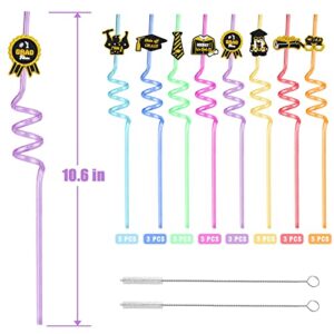 24Pcs Graduation Theme Straws, Graduation Cap Party Favors Disposable Bachelor's Clothing Straws Graduation Decorations Drinking Straws for Juices Shakes Summer Cocktail Graduation Party Supplies