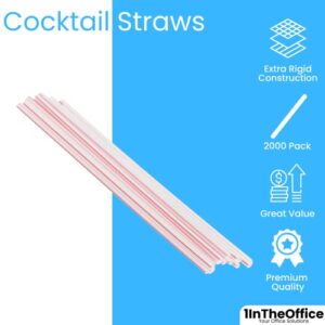 1InTheOffice Cocktail Straws, Coffee Straws Plastic 5 Inch Sip Stir Stick Coffee Straws, White 1000 / Box, 2 Boxes