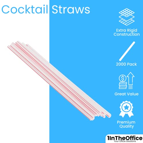 1InTheOffice Cocktail Straws, Coffee Straws Plastic 5 Inch Sip Stir Stick Coffee Straws, White 1000 / Box, 2 Boxes