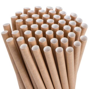 webake smoothie straws 0.4 inch wide paper straws, bulk 100 pack brown kraft jumbo drinking straws, great for smoothies, bubble tea, shake