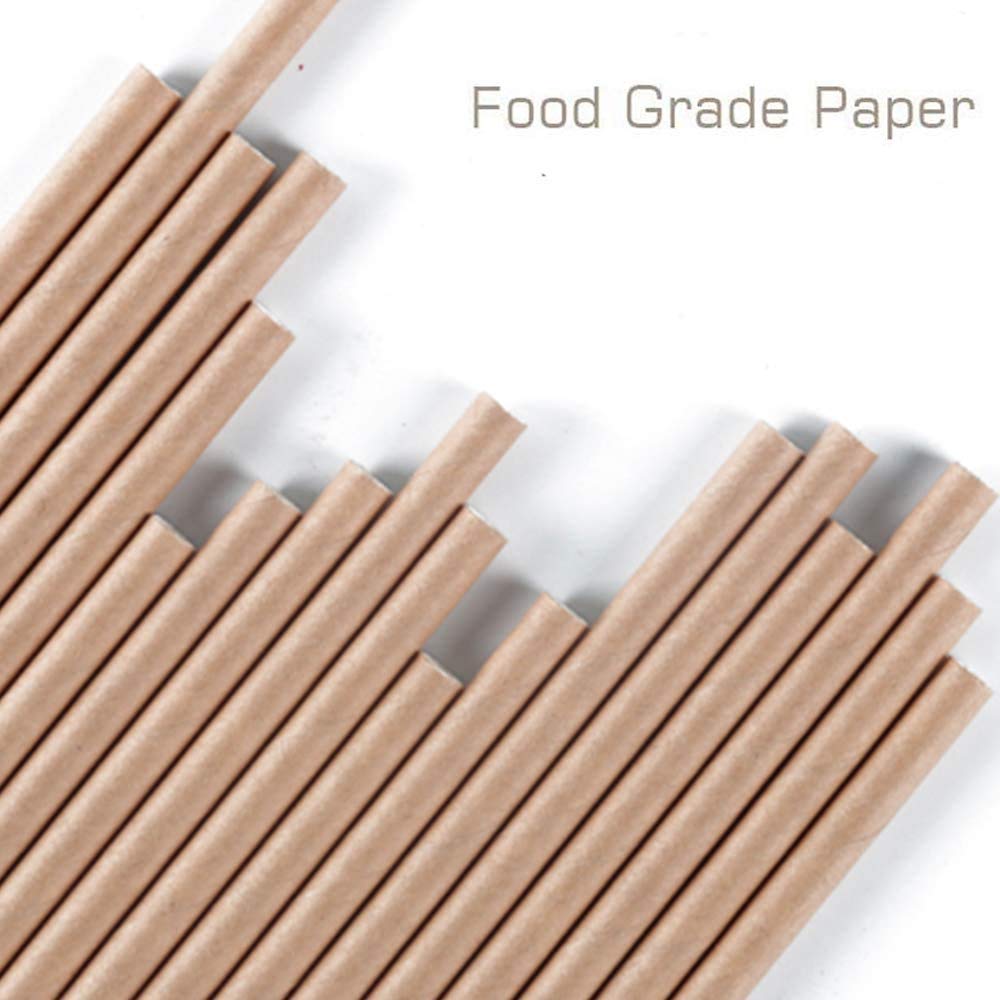 Webake Smoothie Straws 0.4 Inch Wide Paper Straws, Bulk 100 Pack Brown Kraft Jumbo Drinking Straws, Great for Smoothies, Bubble Tea, Shake