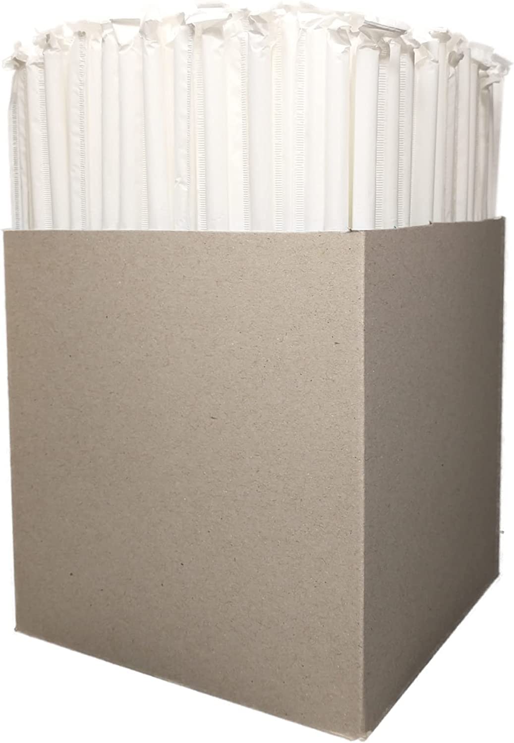 Individually Wrapped Plastic Drinking Straws 7.75'' [400 Pack] Each Individual Restaurant Style Sipping Straw Packaged In Paper Sleeves – White Disposable Flexible BPA-free Food Safe Plastic - (400)