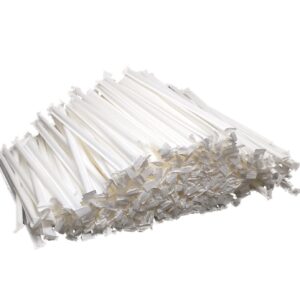 Individually Wrapped Plastic Drinking Straws 7.75'' [400 Pack] Each Individual Restaurant Style Sipping Straw Packaged In Paper Sleeves – White Disposable Flexible BPA-free Food Safe Plastic - (400)