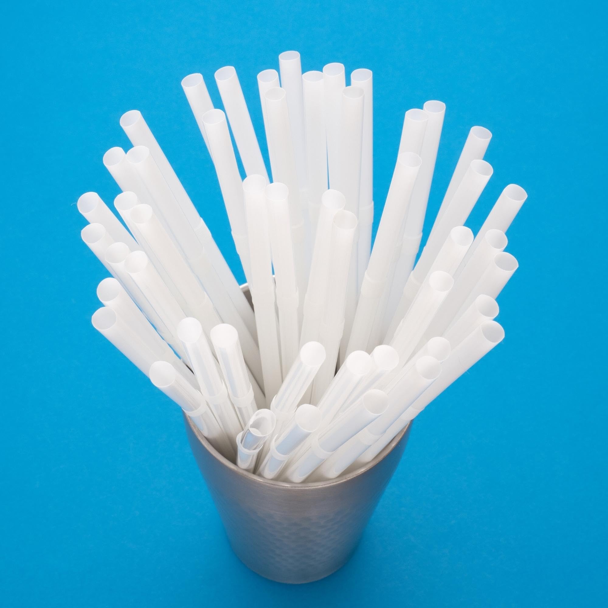 Individually Wrapped Plastic Drinking Straws 7.75'' [400 Pack] Each Individual Restaurant Style Sipping Straw Packaged In Paper Sleeves – White Disposable Flexible BPA-free Food Safe Plastic - (400)