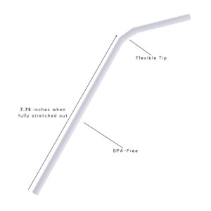 Individually Wrapped Plastic Drinking Straws 7.75'' [400 Pack] Each Individual Restaurant Style Sipping Straw Packaged In Paper Sleeves – White Disposable Flexible BPA-free Food Safe Plastic - (400)