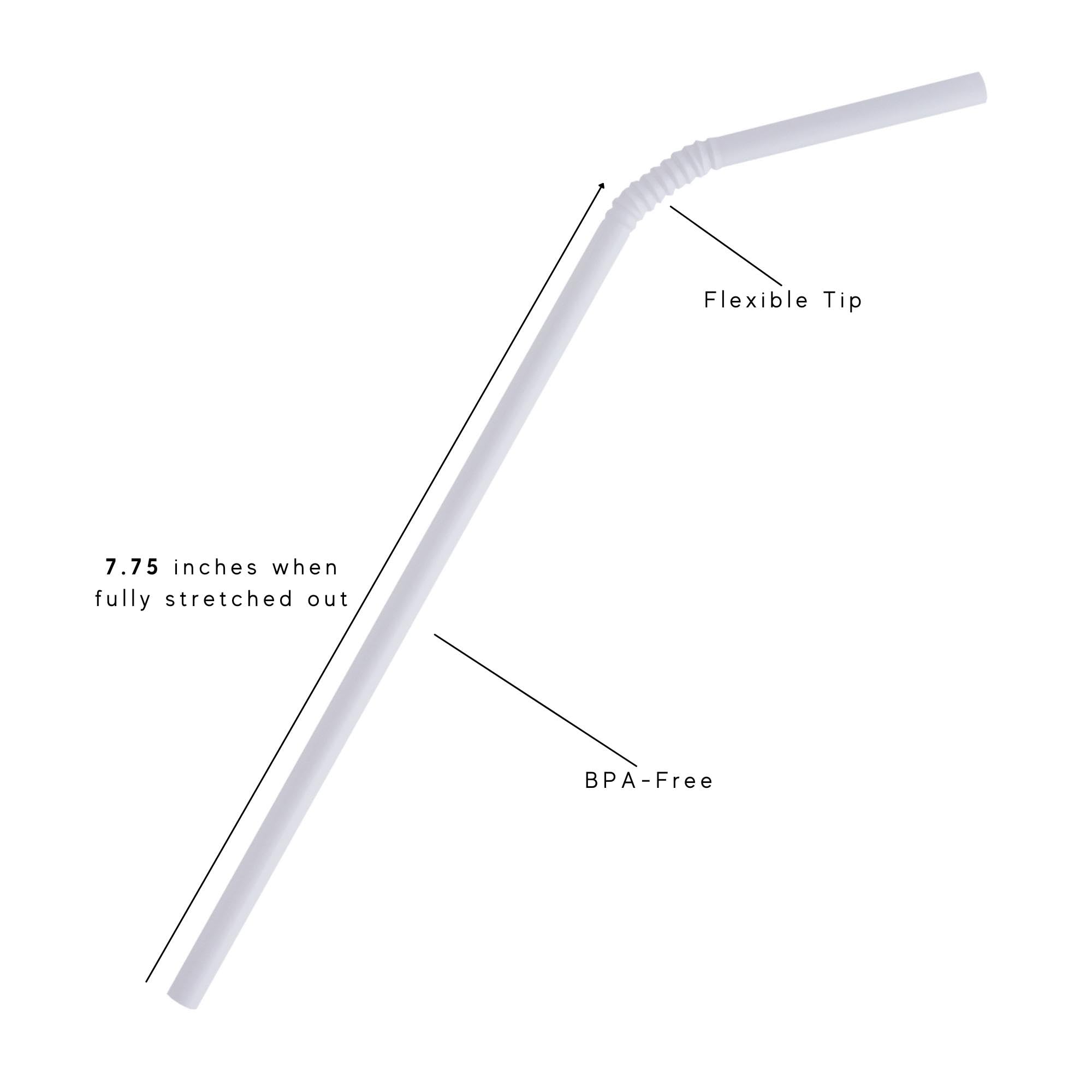 Individually Wrapped Plastic Drinking Straws 7.75'' [400 Pack] Each Individual Restaurant Style Sipping Straw Packaged In Paper Sleeves – White Disposable Flexible BPA-free Food Safe Plastic - (400)