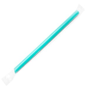 karat c9060s (aqua) 9'' boba straws (10mm) poly wrapped - aqua (case of 1600)