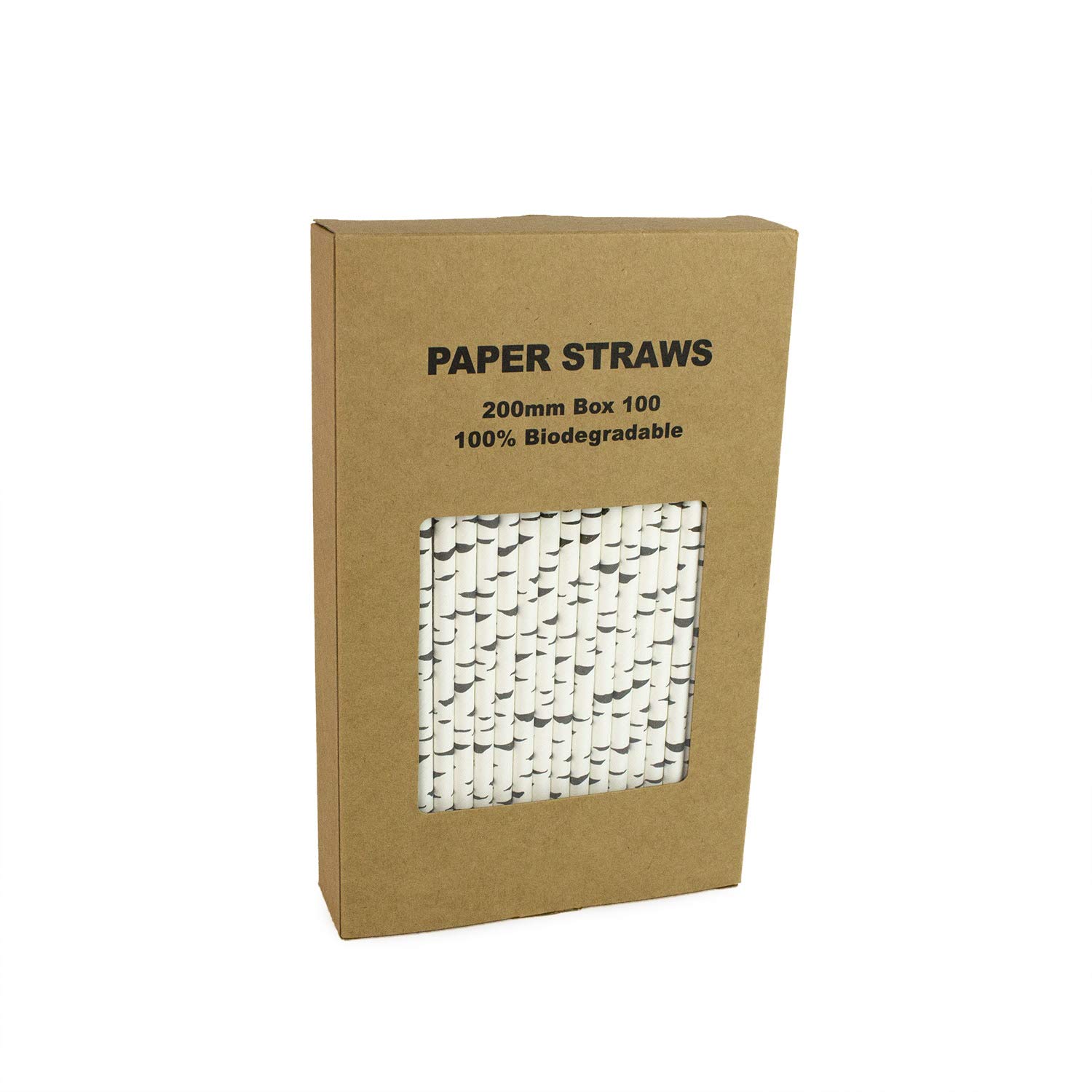 100 Pack Birch Bark Biodegradable Paper Straw for Birthdays, Weddings, Baby Showers Cyber Holiday 2019 Celebrations and Parties