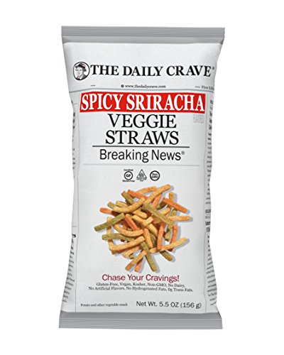 The Daily Crave Spicy Sriracha Veggie Straws, Crunchy Veggie, 5.5oz (Pack Of 8) Gluten-Free, Non-GMO, Kosher, Crunchy, Vegan