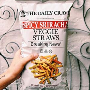 The Daily Crave Spicy Sriracha Veggie Straws, Crunchy Veggie, 5.5oz (Pack Of 8) Gluten-Free, Non-GMO, Kosher, Crunchy, Vegan