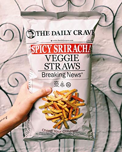 The Daily Crave Spicy Sriracha Veggie Straws, Crunchy Veggie, 5.5oz (Pack Of 8) Gluten-Free, Non-GMO, Kosher, Crunchy, Vegan