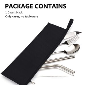 Aosbos Reusable Straws Carrying Case Stainless Steel Straws Pouch Metal Straws Bag Silicone Straws Case Chopsticks Case Travel Utensil Sets CASE Cutlery Set POUCH Silverware Set BAG, Black