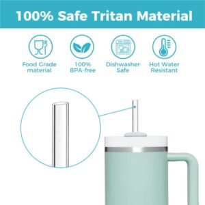 6 Pack Replacement Straws for Stanley 40 oz Tumbler Cup, Upgraded Reusable Tritan Plastic Straws with Cleaning Brush, Compatible with Stanley Adventure Travel Tumbler Accessories (12.4 inch)