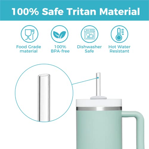 6 Pack Replacement Straws for Stanley 40 oz Tumbler Cup, Upgraded Reusable Tritan Plastic Straws with Cleaning Brush, Compatible with Stanley Adventure Travel Tumbler Accessories (12.4 inch)