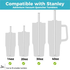 6 Pack Replacement Straws for Stanley 40 oz Tumbler Cup, Upgraded Reusable Tritan Plastic Straws with Cleaning Brush, Compatible with Stanley Adventure Travel Tumbler Accessories (12.4 inch)