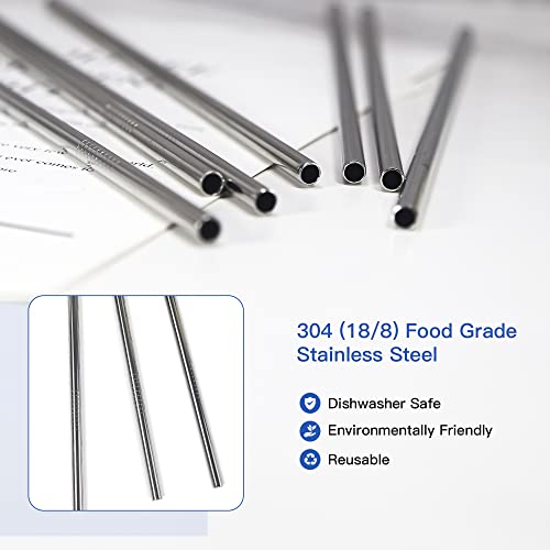 AGH 25-Pack Reusable Stainless Steel Metal Straws & Rubber Bottoms for Sublimation Tumblers 20 oz with 25-Pack Stainless Steel Metal Straws, 25-Pack Straw Cleaner Brush and 25-Pack Silicone Bottoms