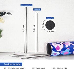 AGH 25-Pack Reusable Stainless Steel Metal Straws & Rubber Bottoms for Sublimation Tumblers 20 oz with 25-Pack Stainless Steel Metal Straws, 25-Pack Straw Cleaner Brush and 25-Pack Silicone Bottoms