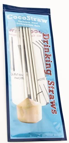 4 Spoon Straws Stirrer Stainless Steel 4 Pack + Cleaning Brush Drinking Straws Metal Reuseable Drinking Mixing Cocktail Eco Friendly Green