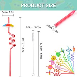 Beach drinking straws for pool parties, beach parties, beach ball summer parties, children's birthday decorations, 24crazy straws and 2 cleaning brushes