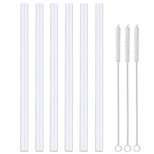 Greant 6 Pack Replacement Straws compatible with LIFEFACTORY Water Bottle 16oz with Straw Cap, 7.5 inch Silicone Straws (190mm (compatible with 16 Ounce Lifefactory Bottle))