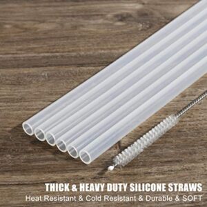 Greant 6 Pack Replacement Straws compatible with LIFEFACTORY Water Bottle 16oz with Straw Cap, 7.5 inch Silicone Straws (190mm (compatible with 16 Ounce Lifefactory Bottle))