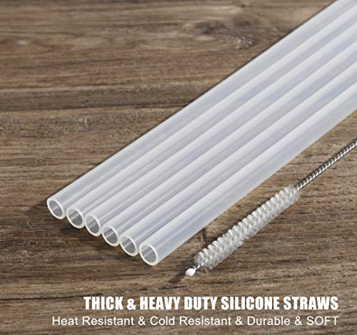 Greant 6 Pack Replacement Straws compatible with LIFEFACTORY Water Bottle 16oz with Straw Cap, 7.5 inch Silicone Straws (190mm (compatible with 16 Ounce Lifefactory Bottle))