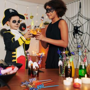 24 Pieces Pirate Party Favors Pirate Straws Plastic Reusable Pirate Straws for Halloween Pirate Birthday Party, 8 Styles