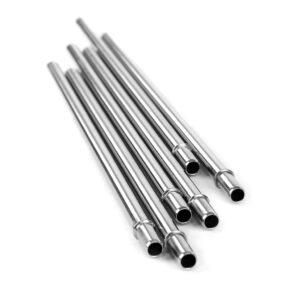 stainless steel reusable straws, 9.5-inches straight metal straw for drinking hot and cold beverages, designed with stopper, set of 6 metal straws - simply green solutions